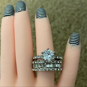 Jewelry | Bridal Wedding 2 Pc Silver Set Bling Ice Out Ring | Poshmark